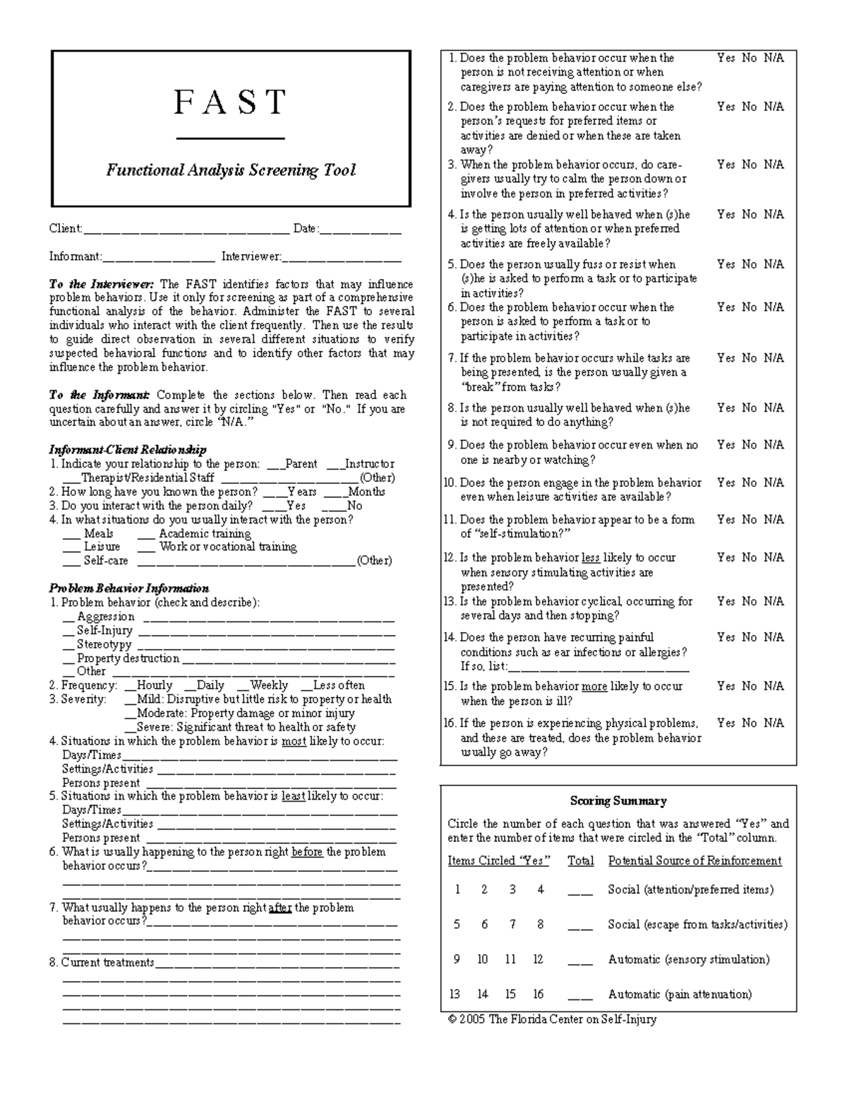 FAST - eyeufuc he - F A S T _____________ Functional Analysis Screening ...