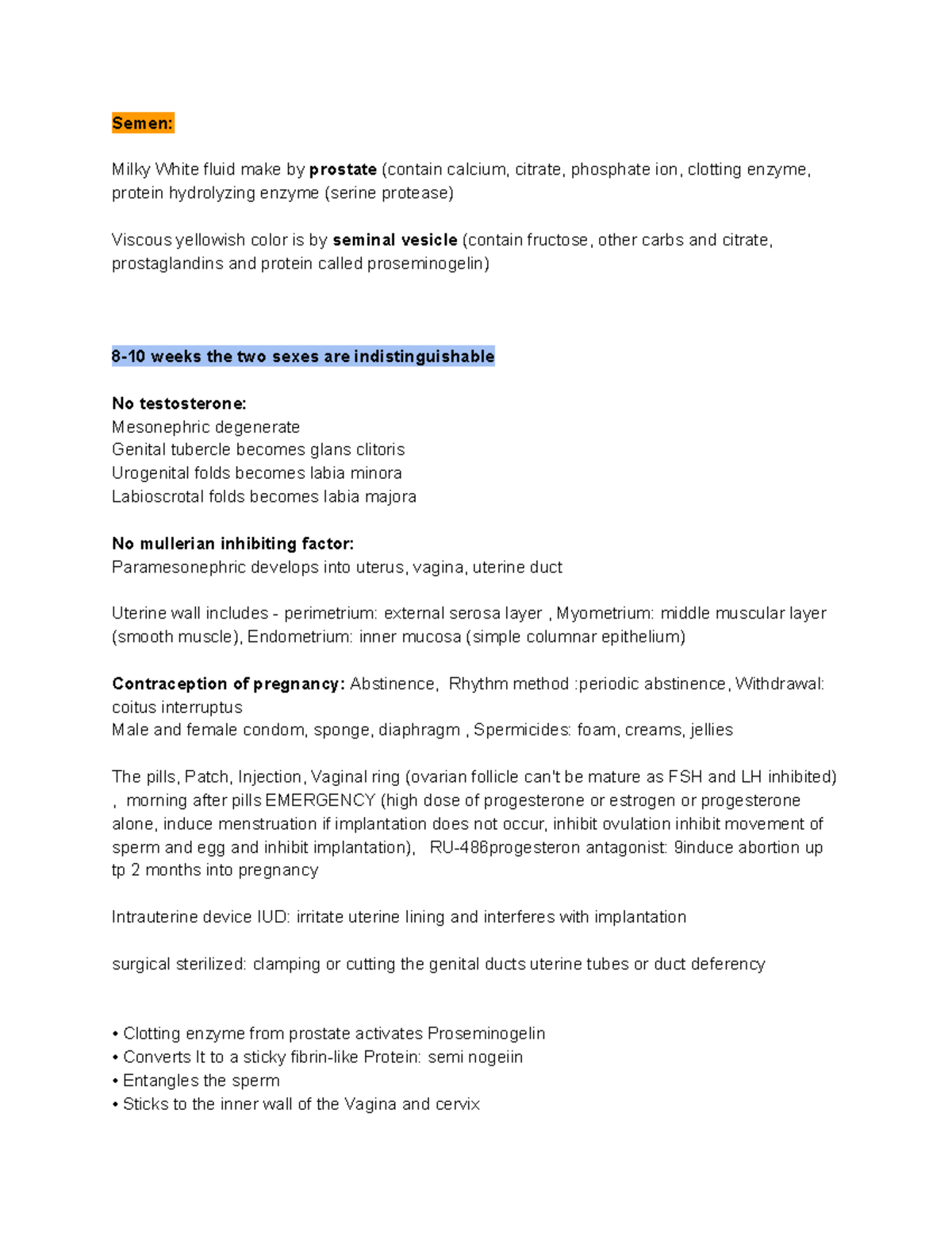 Male reproductive system - Semen: Milky White fluid make by prostate ...