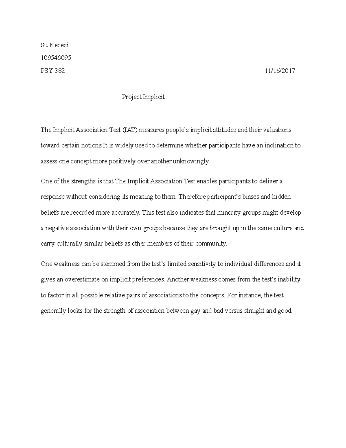 Project Implicit-109549095 - Su Kececi 109549095 PSY 382 11/16/2017 ...