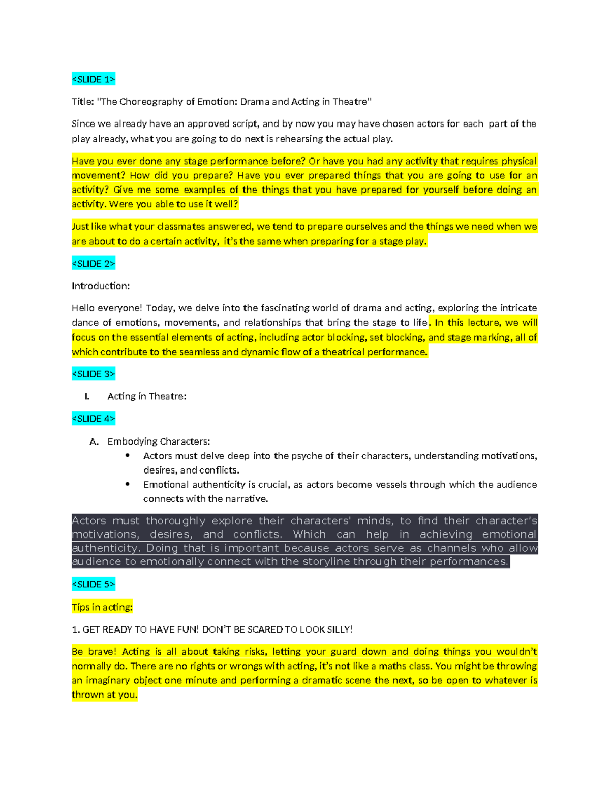 WK14 Guide Thearts - Week 14 lecture notes about theater production and ...