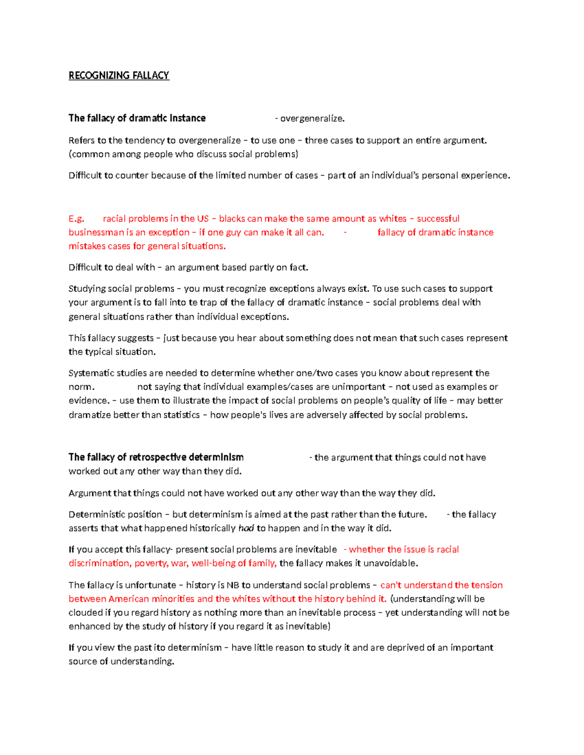 Recognising fallacies - RECOGNIZING FALLACY The fallacy of dramatic ...