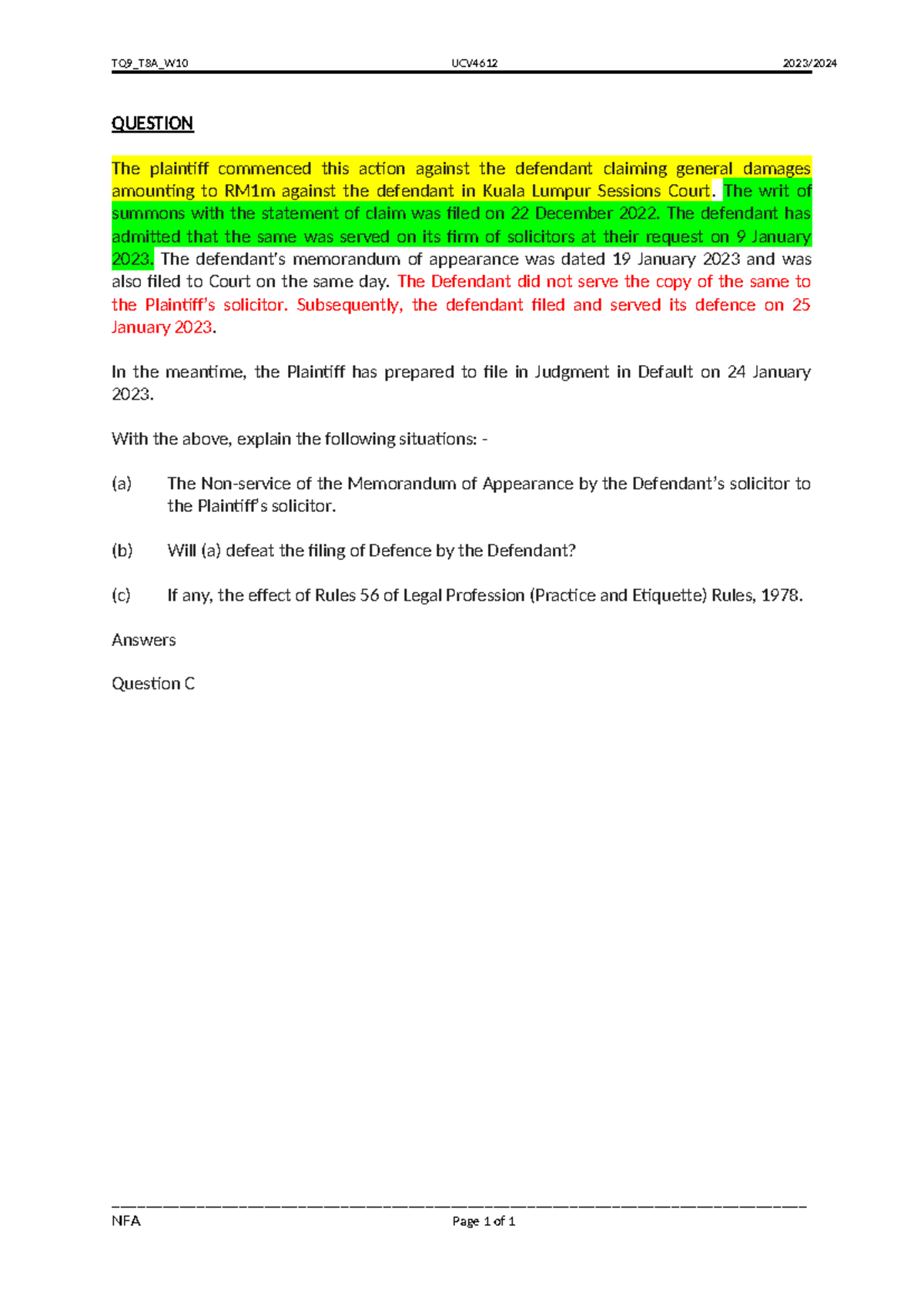 TQ9 T8A W10 - Hopefully you pass - TQ9_T8A_W10 UCV4612 2023/ QUESTION ...