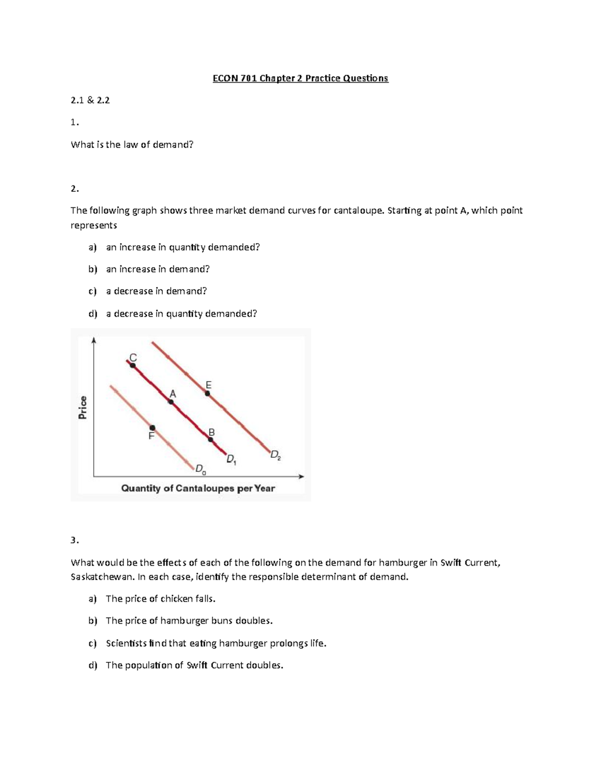 ECON 701 Chapter 2 Practice Questions - ECON 701 Chapter 2 Practice ...