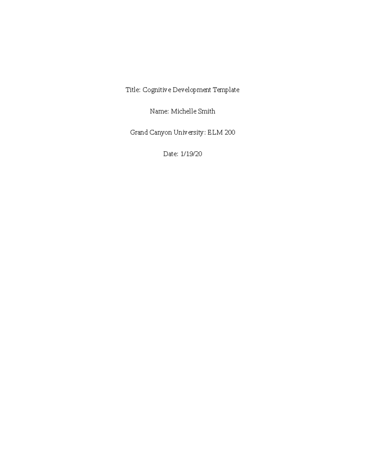 T1-Cognitive Development Template - Title: Cognitive Development ...