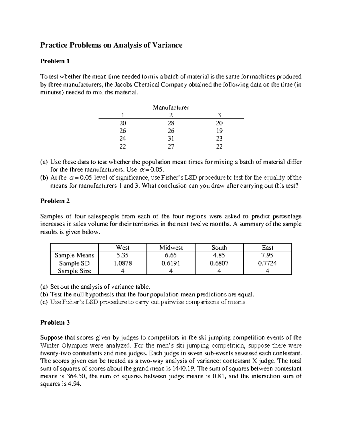 Practice Problems Anova[ 5911] - Warning: TT: undefined function: 32 Practice Problems on ...