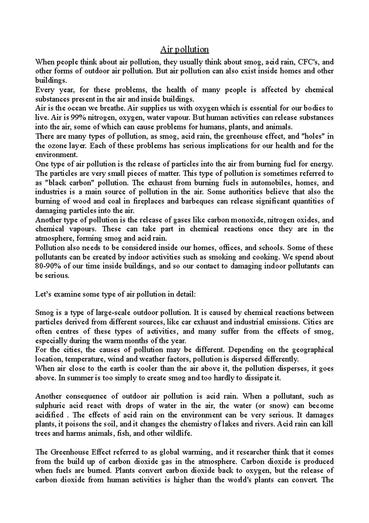 Air pollution - Summary - Westminster - Studocu