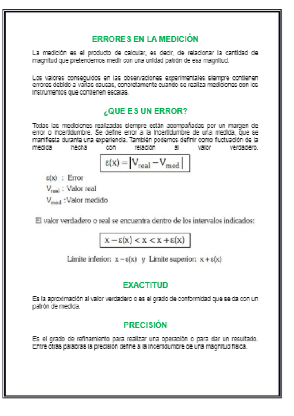 Errores - resumenes - ERRORES EN LA MEDICIÓN La medición es el producto ...