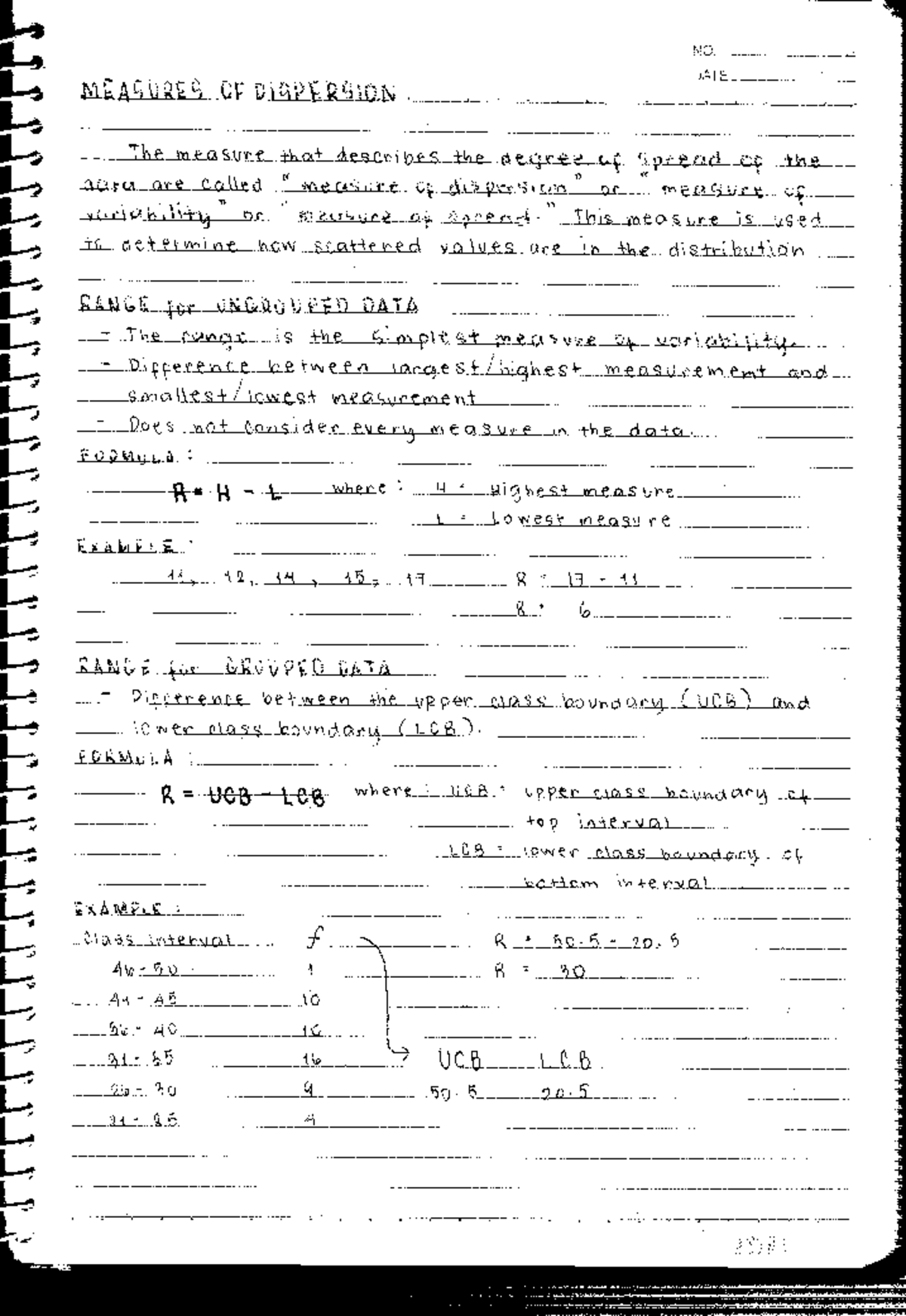 Mathematics in the Modern World Measures of Dispersion Summary Notes ...