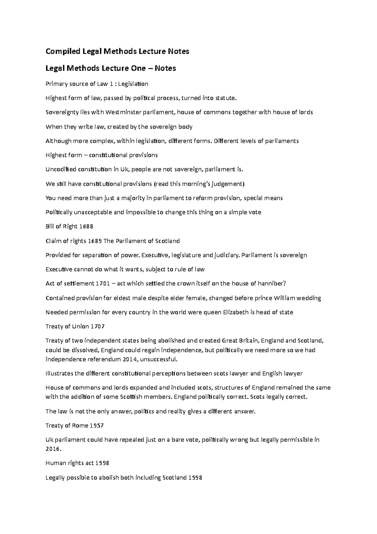 Compiled Legal Methods Lecture Notes - Sovereignty lies with ...