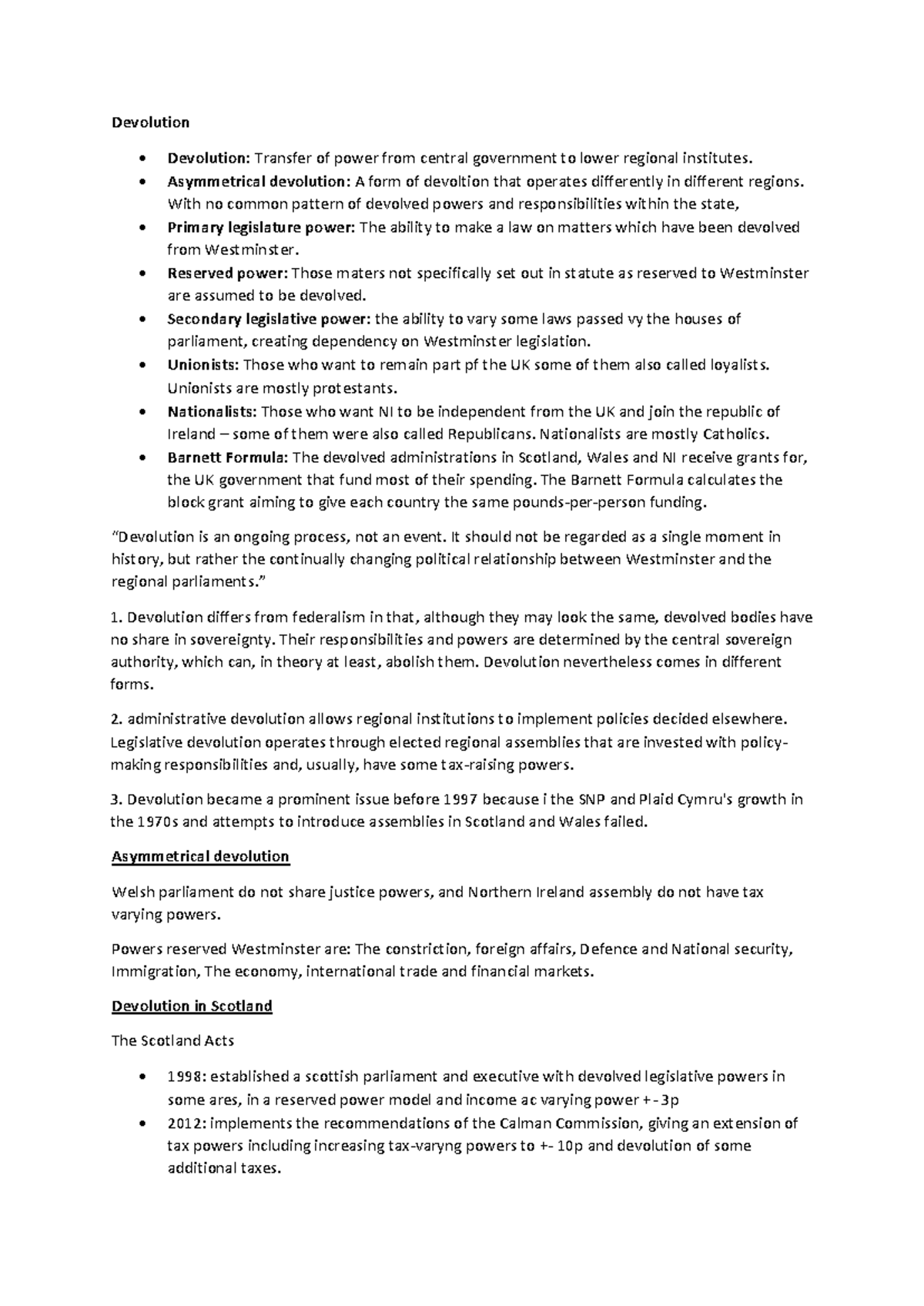 Devolution prep work - Devolution - Devolution: Transfer of power from ...