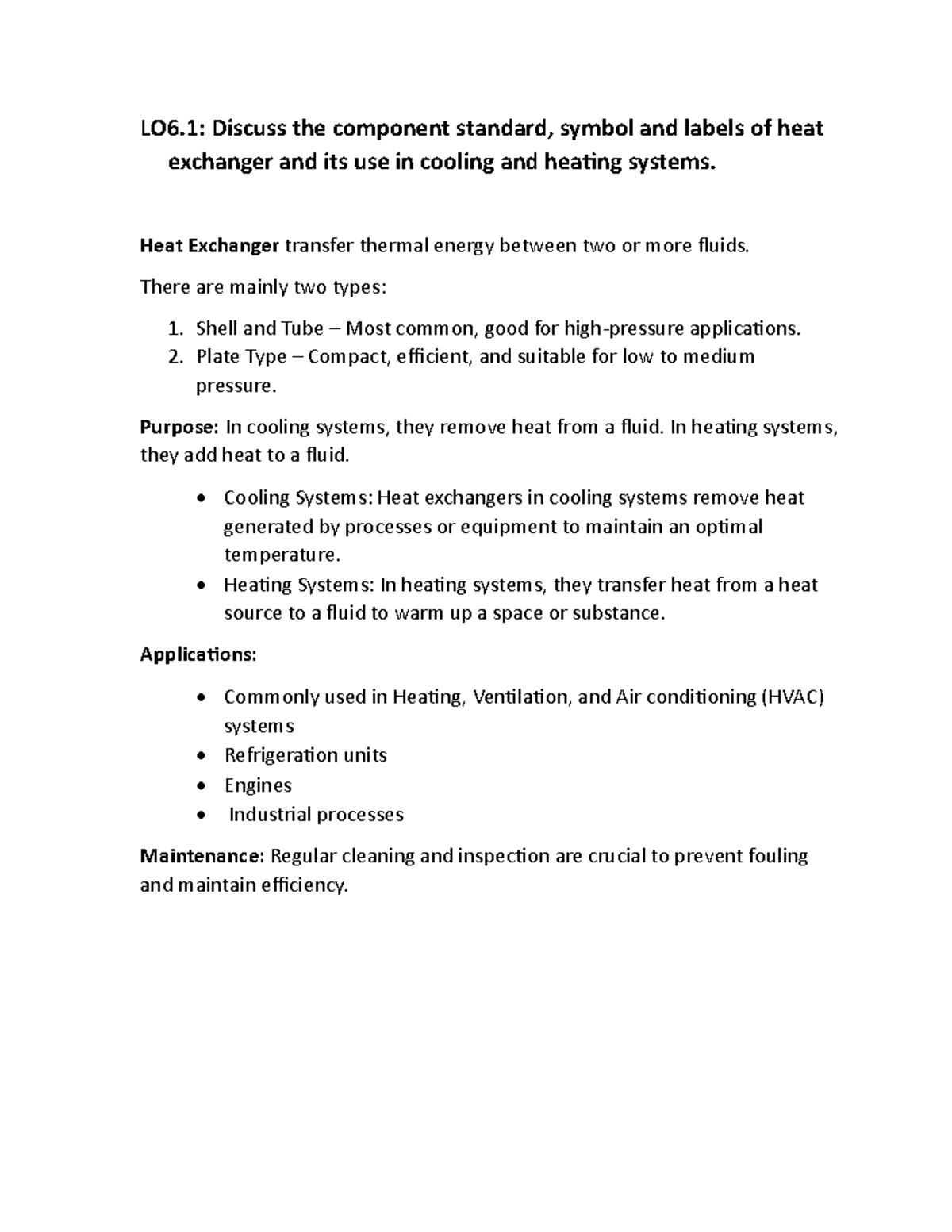 Heat Exchanger 083951 - LO6: Discuss the component standard, symbol and ...