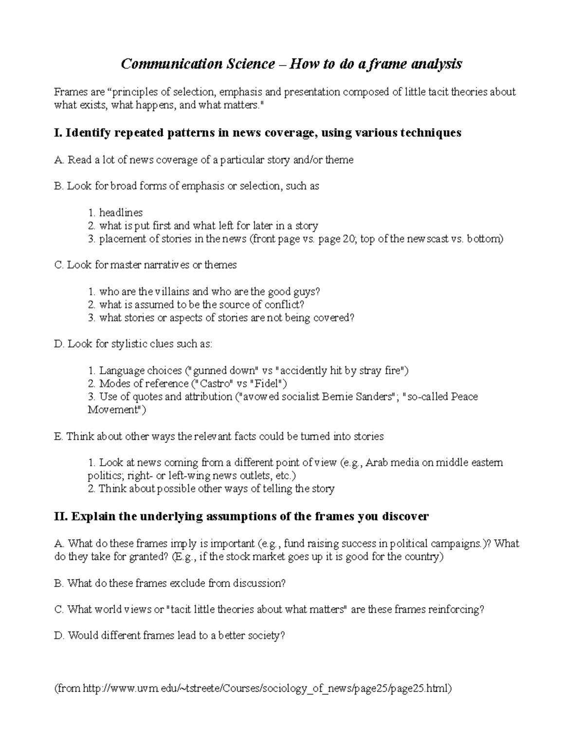 How to do a frame analysis - Communication Science – How to do a frame ...