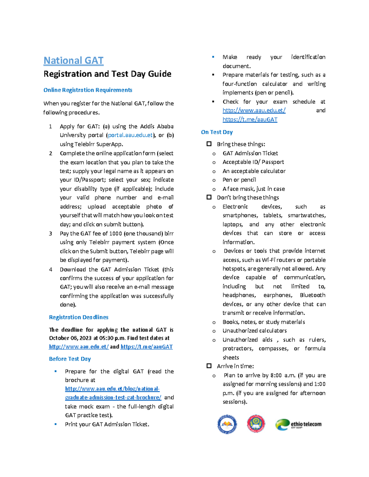 Registration and Test Day Guide 1 - National GAT Registration and Test ...