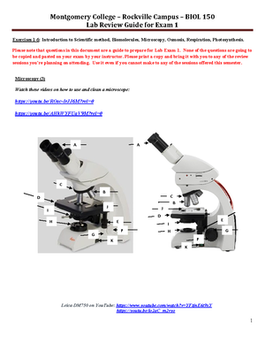 Biol 150 Lab Exam 1 Review FALL2020(1) - Montgomery College – Rockville ...