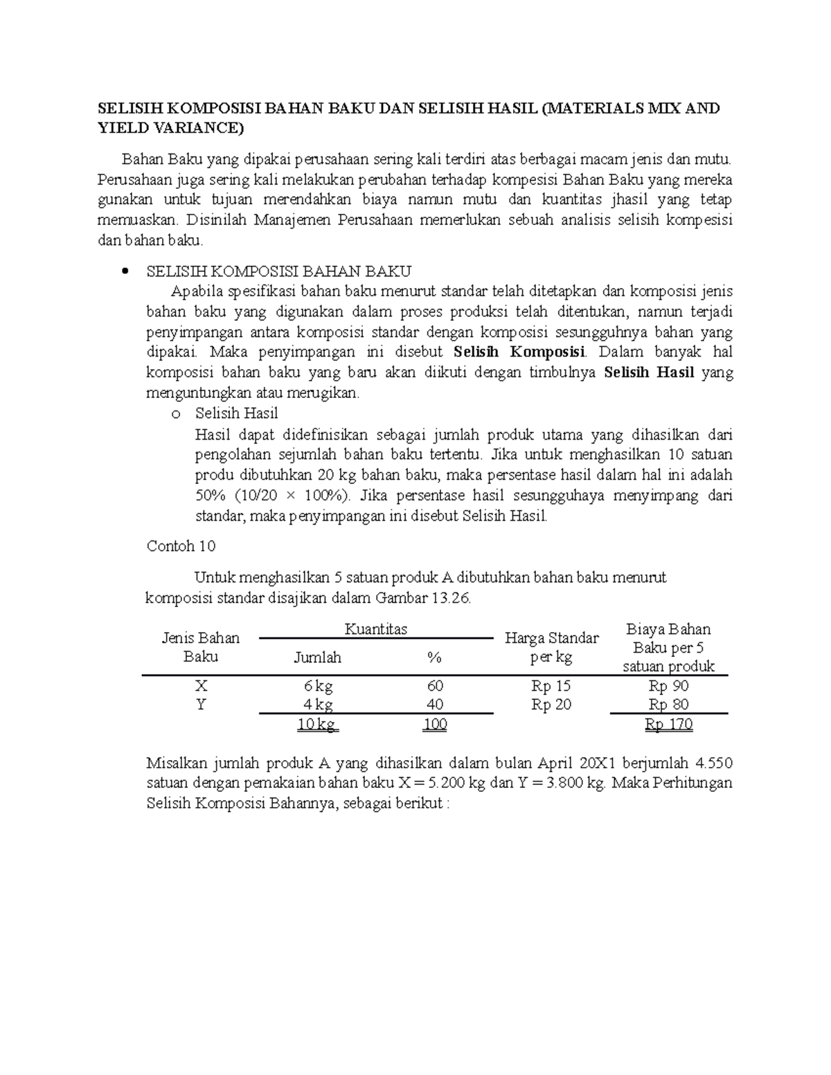 RMK 6 Selisih Komposisi Bahan BAKU DAN Selisih Hasil - SELISIH KOMPOSISI BAHAN BAKU DAN SELISIH ...