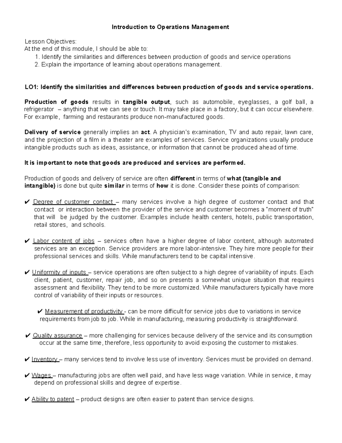 1-Introduction to Operations Management - Introduction to Operations Management Lesson ...