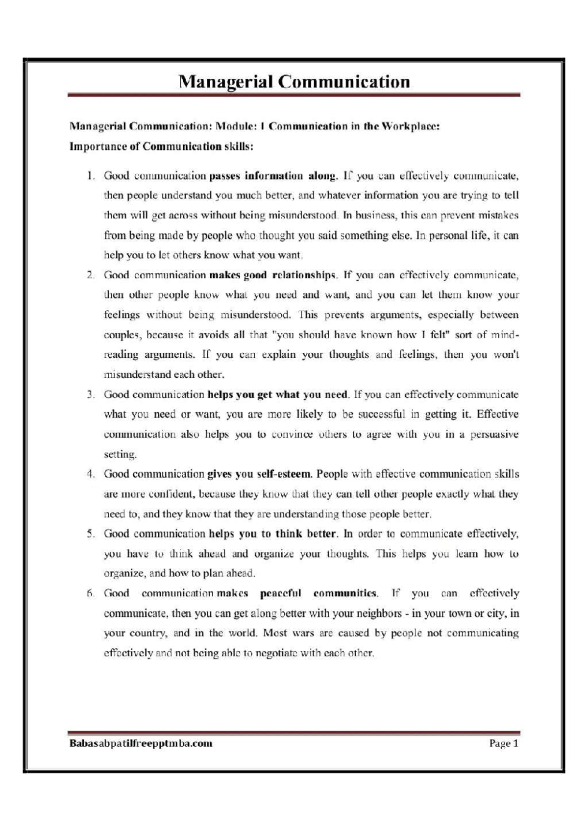 Essential Notes for Managerial Communication. Quick solution for ...