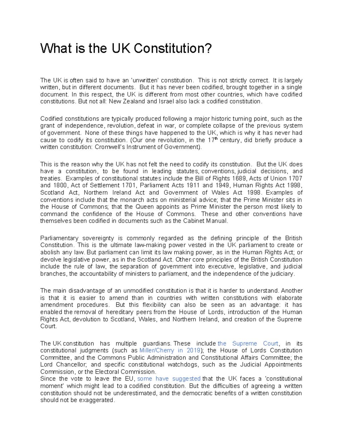 British Constitution - What is the UK Constitution? The UK is often ...