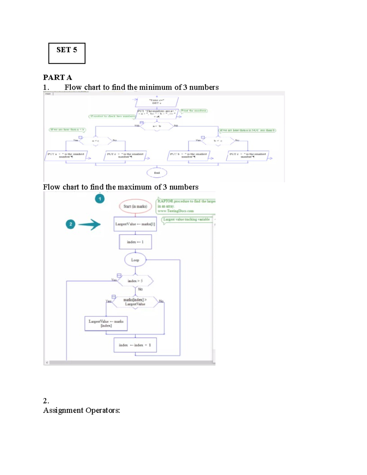 Answer Key Pps Ct1 Set 5 And 6 Oct 2023 Part A Flow Chart To Find The Minimum Of 3 Numbers