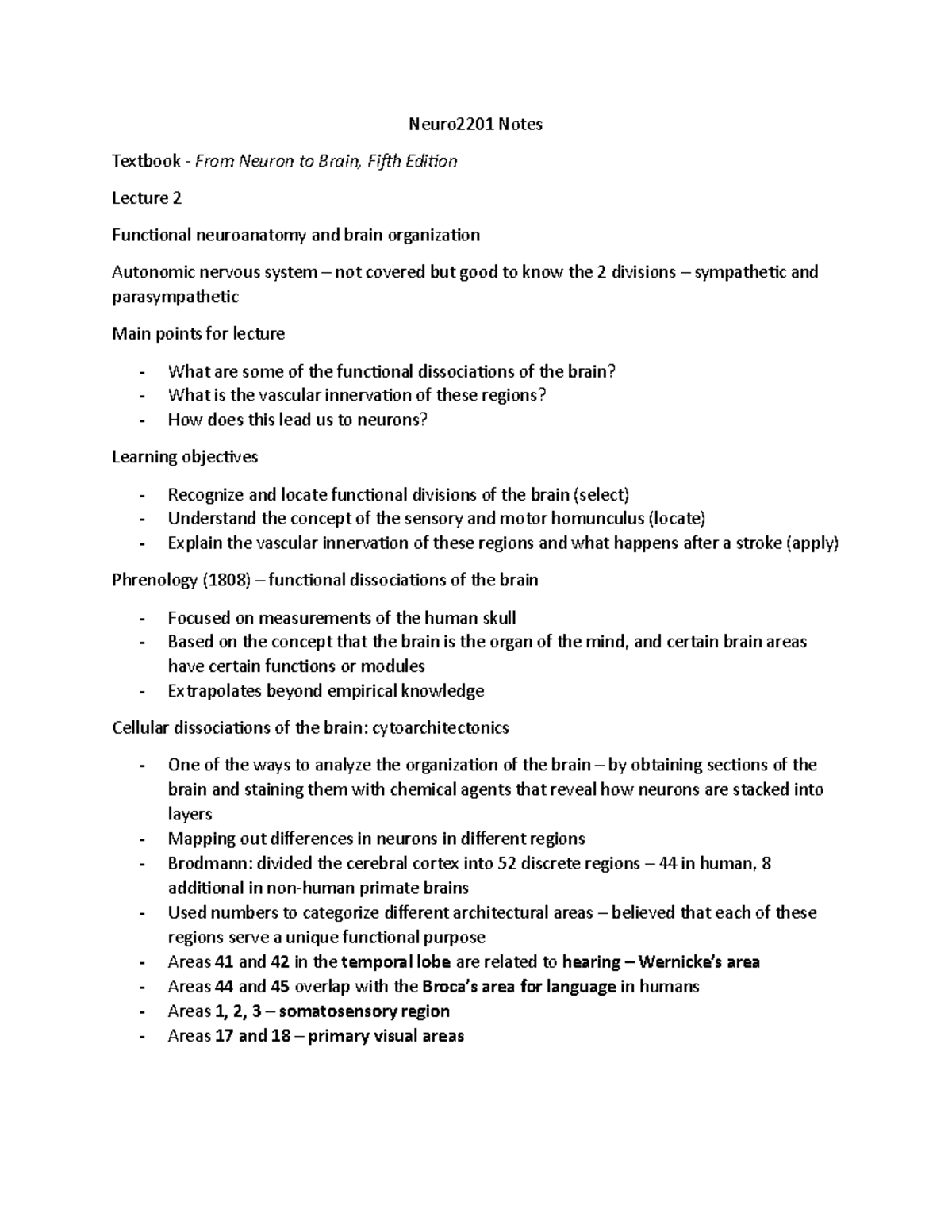 Neuro 2201 notes - Neuro2201 Notes Textbook - From Neuron to Brain ...