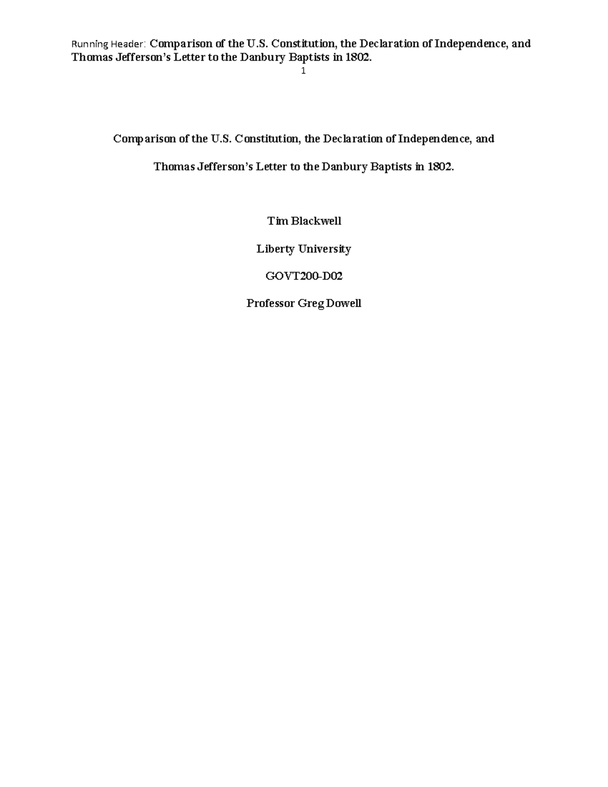 Comparison of the U.S. Constitution the Declaration of Independence and ...