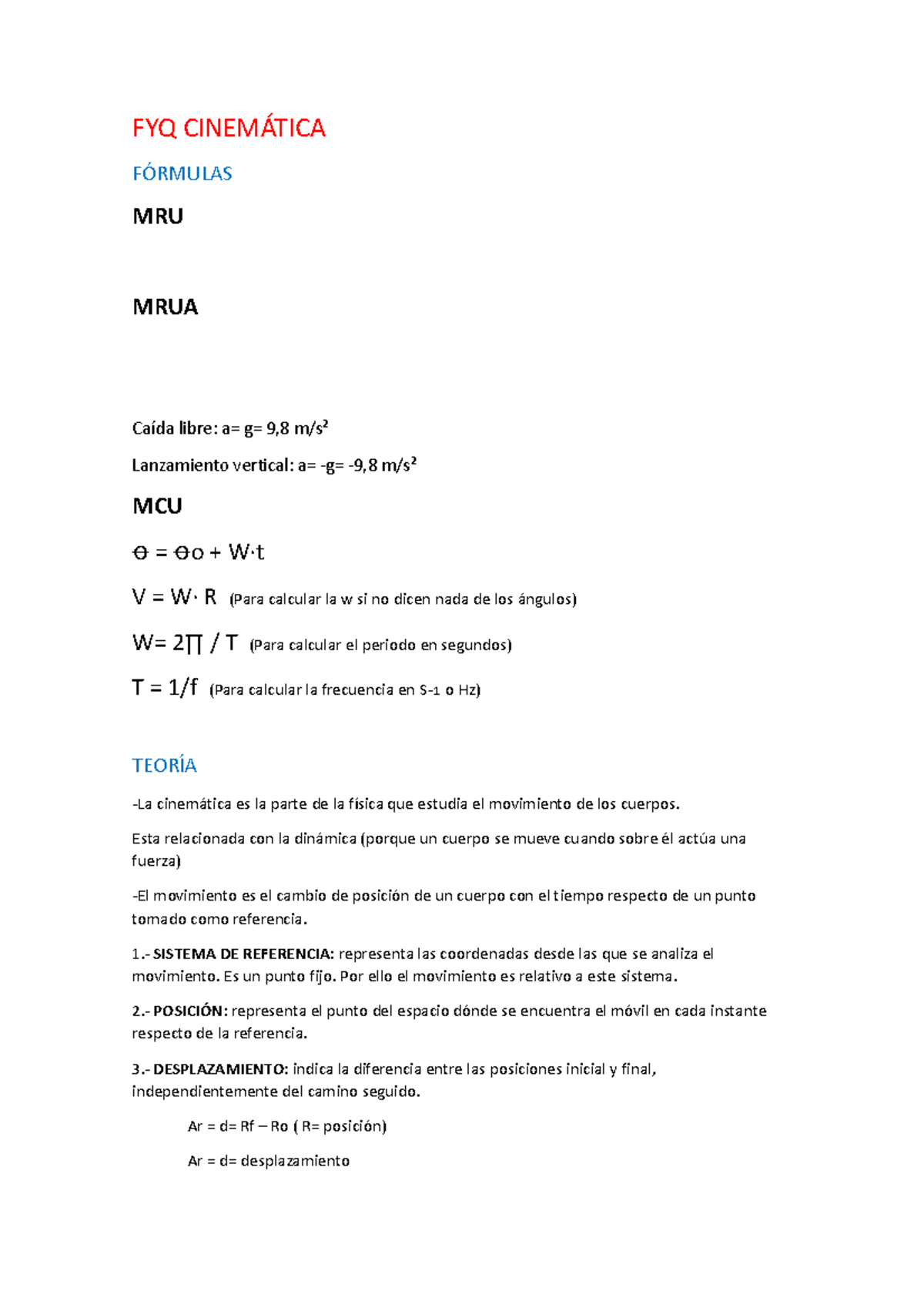 20 Ejercicios De Cinemática :Mru, Mrua, Y Caída Libre – WDXMU