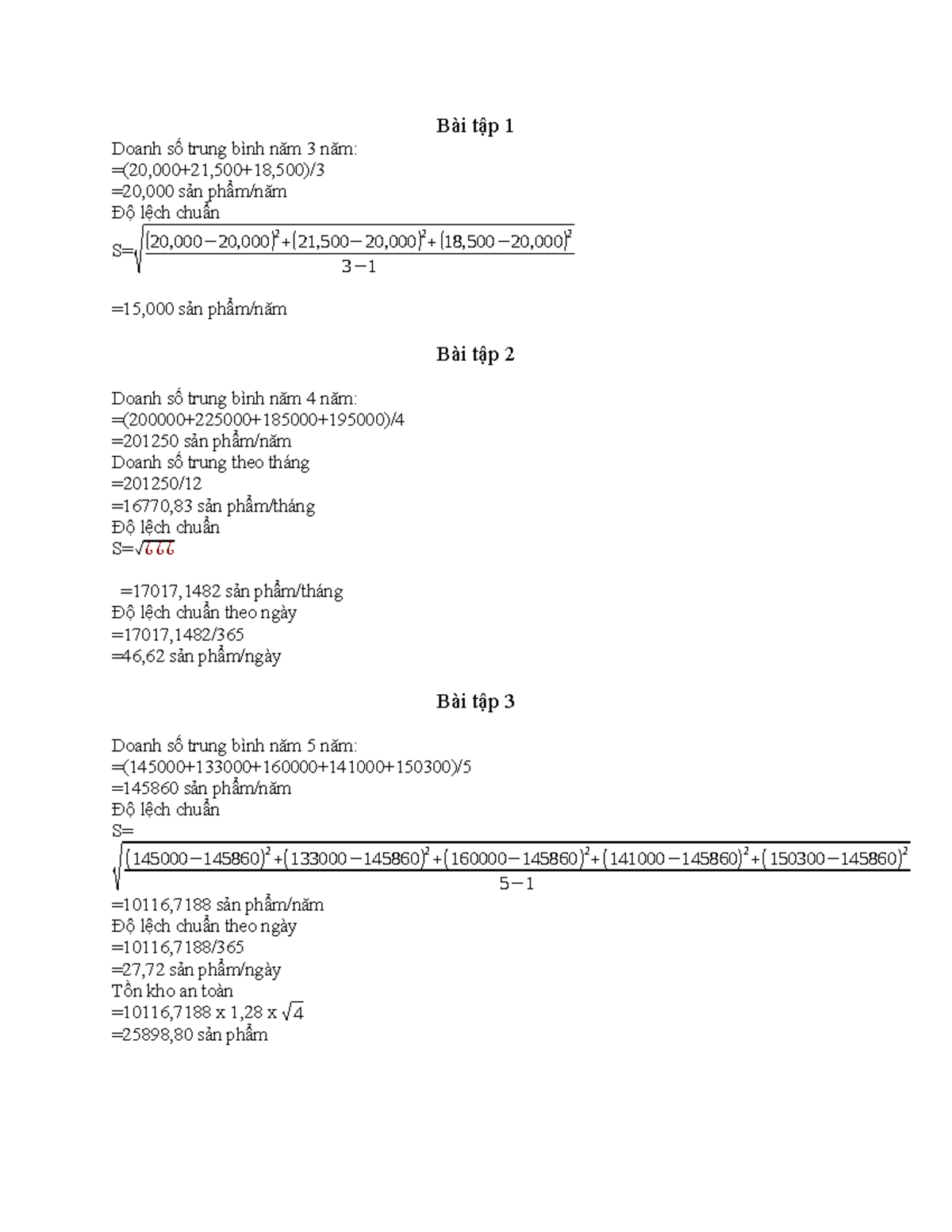BT C5 Nhom6 TMDT - Bài tập 1 Doanh số trung bình năm 3 năm: =(20,000+21,500+18,500)/ =20,000 sản ...