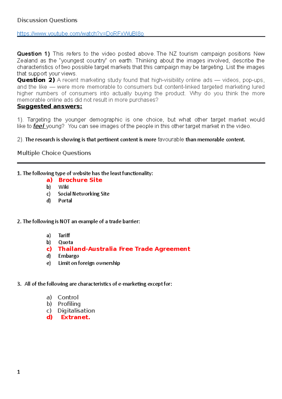 Week 11 tutorial questions (digital market) - Discussion Questions ...