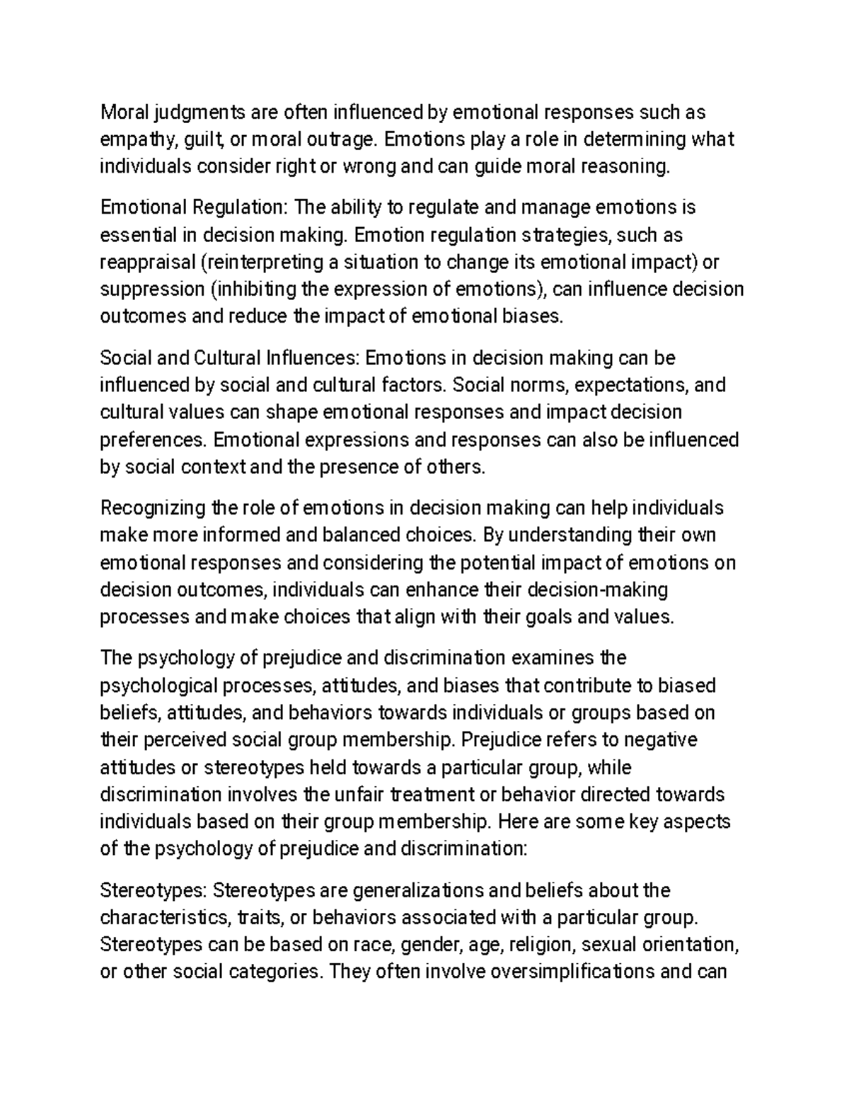 Introduction To Psychology-23 - Moral judgments are often influenced by ...