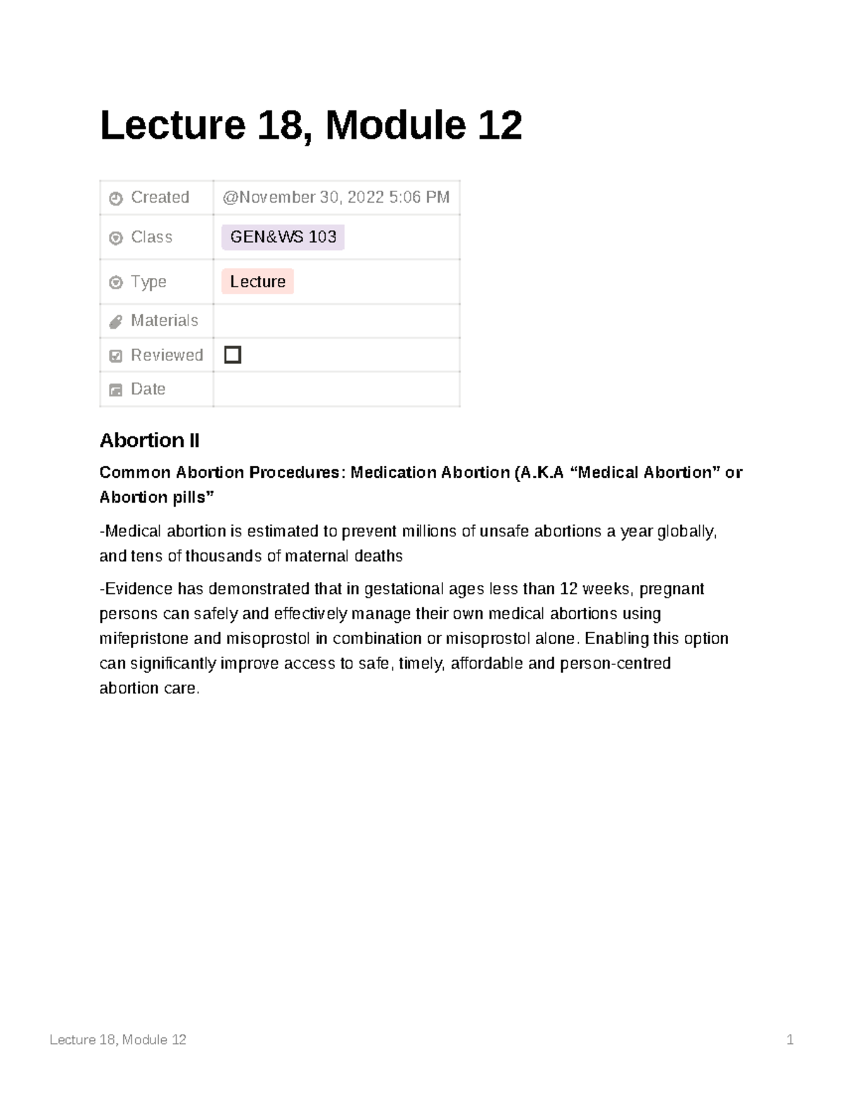 Lecture 18 Module 12 - Notes about women's bodies, health, sexuality ...