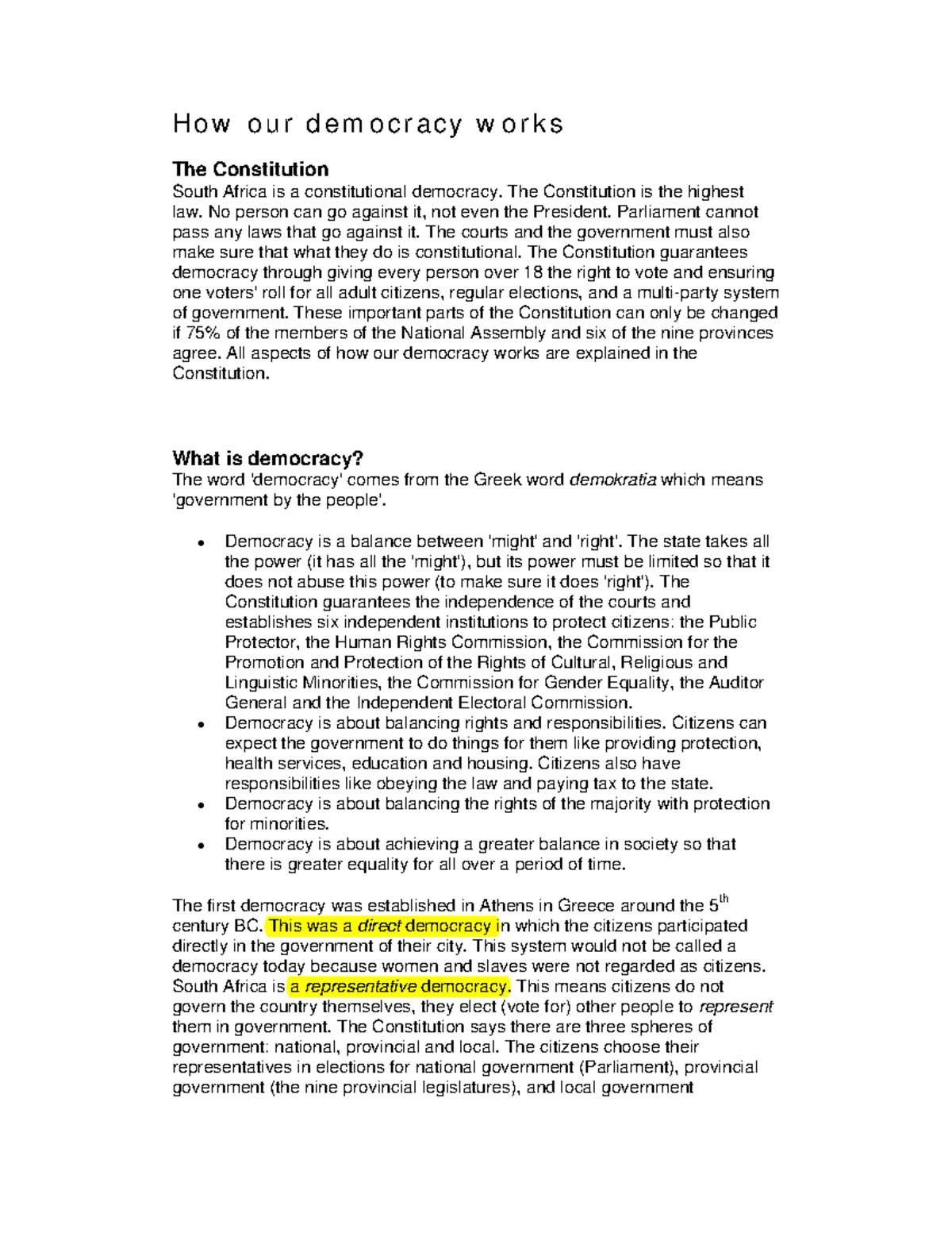 How-our-democracy-works - H ow ou r de m ocr a cy w or k s The ...