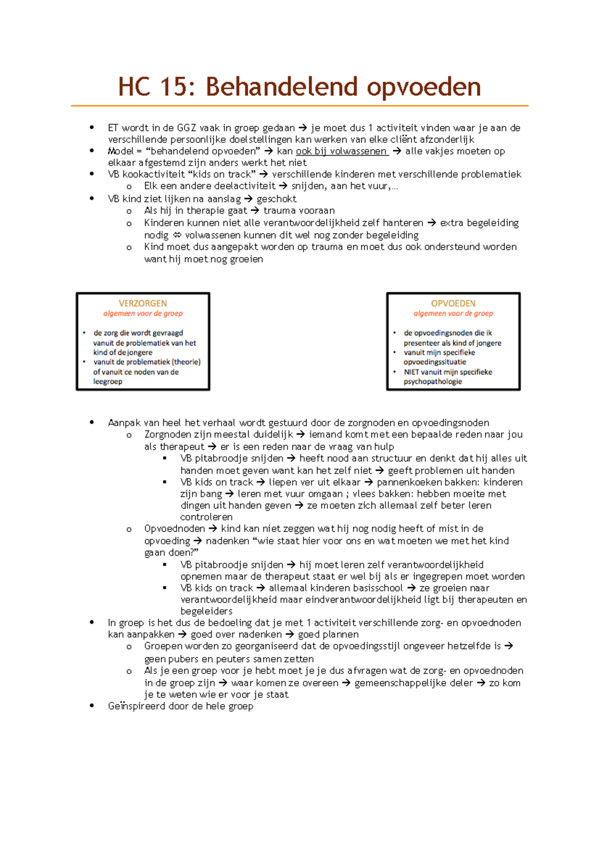 HC 15 Behandelend-opvoeden - HC 15: Behandelend opvoeden ET wordt in de GGZ vaak in groep gedaan ...