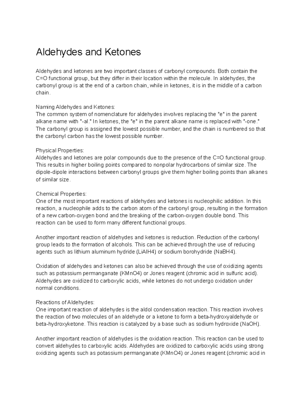 Organic Chemistry II (CHM-2020) Lecture 114 - Aldehydes and Ketones ...