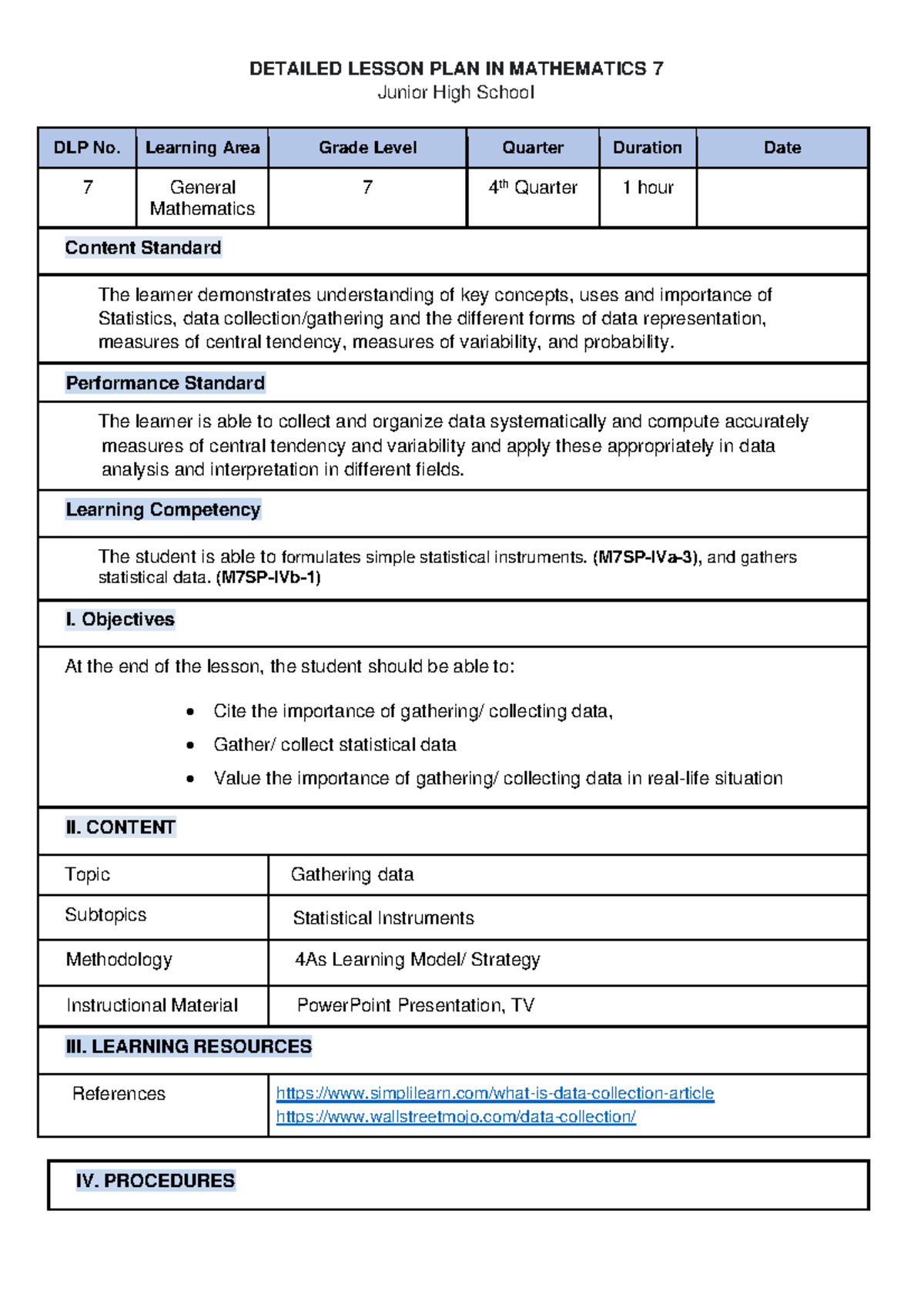 Q4 W2 1 - DETAILED LESSON PLAN IN MATHEMATICS 7 Junior High School DLP ...