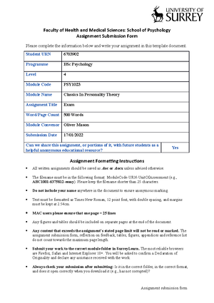 Costa and McCrae's Five Factor Model Summary - 10: Paul Costa and ...