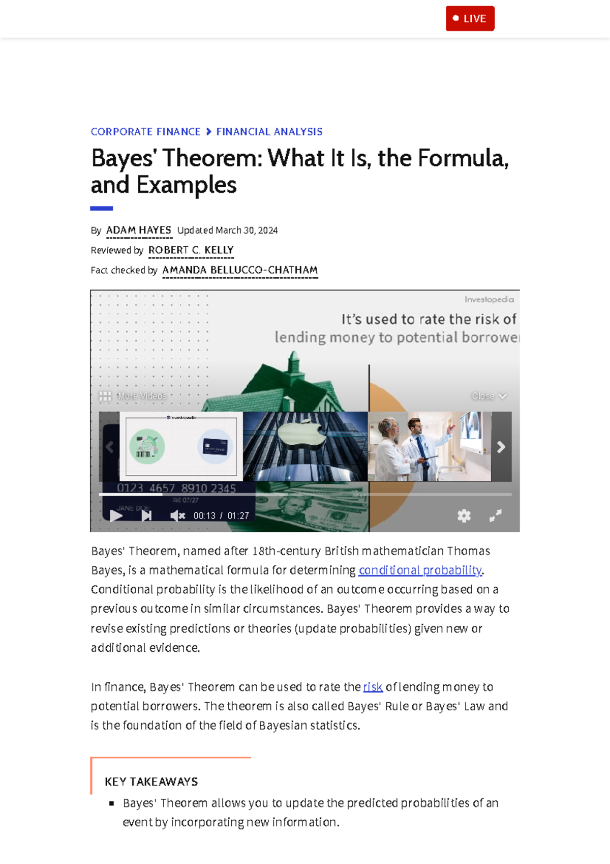 Bayes' Theorem What It Is, Formula, and Examples - CORPORATE FINANCE ...