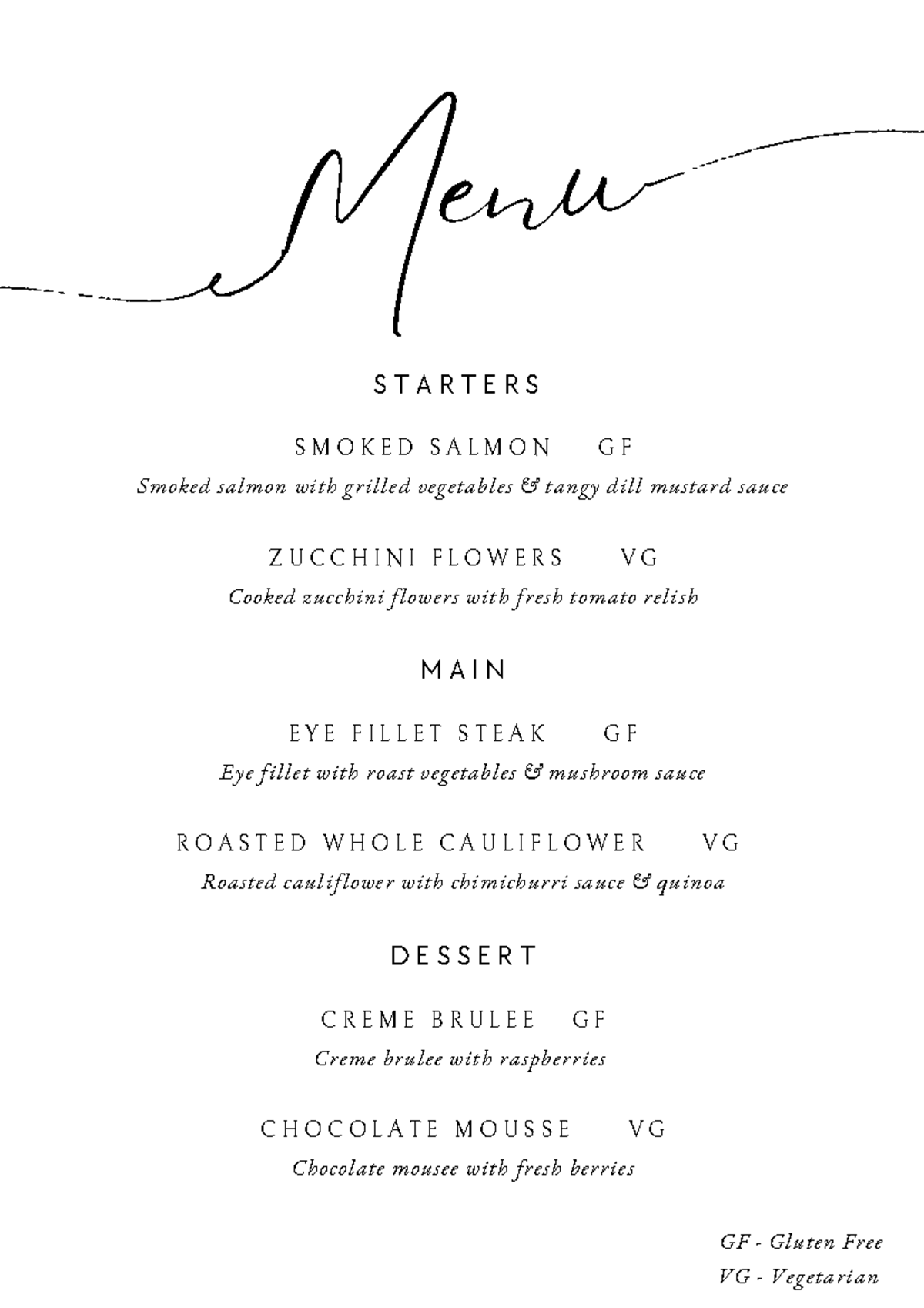 Father's Day Function Menu - 10FOT2A - Menu S M O K E D S A L M O N G F ...