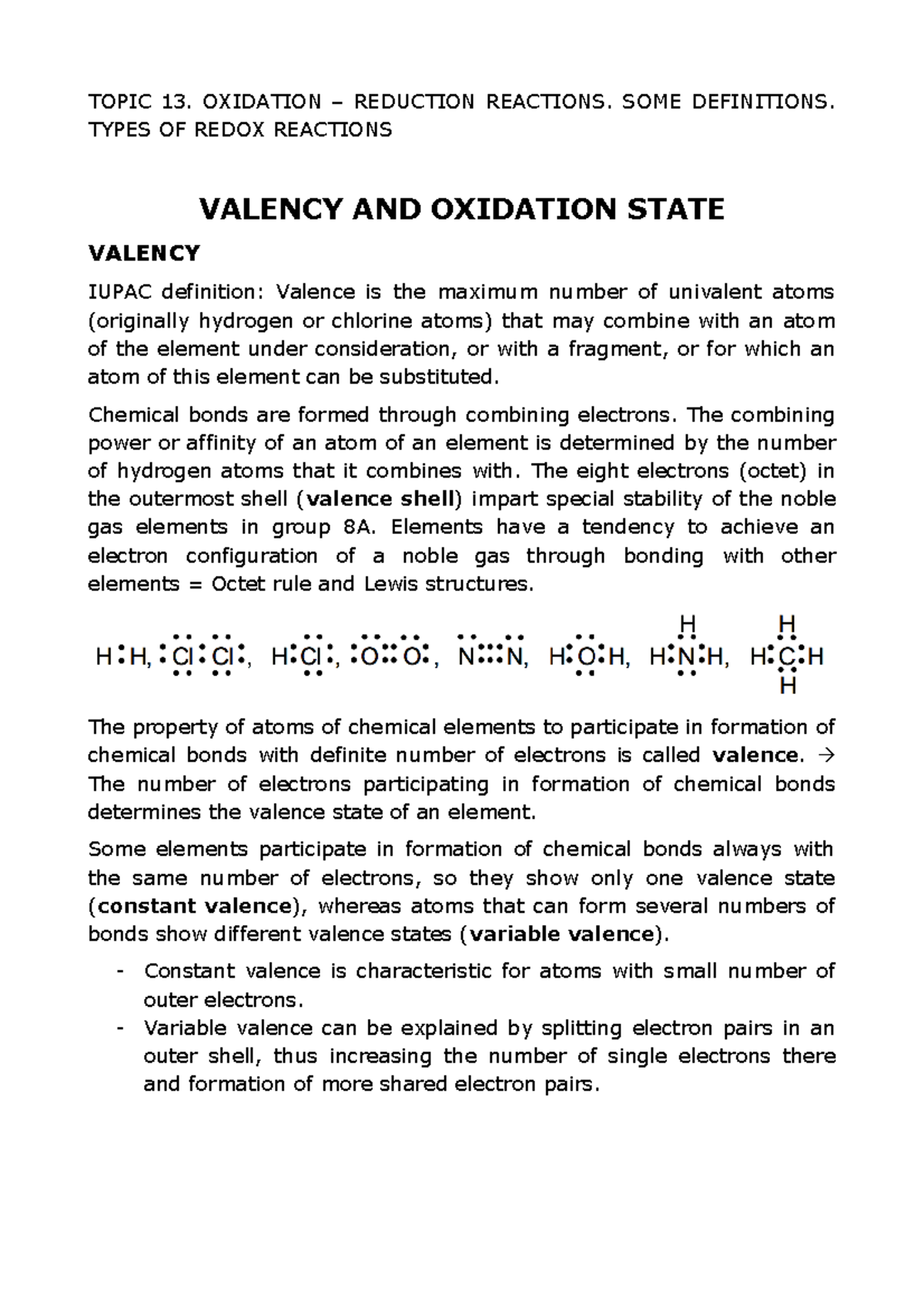 Topic 13. RED-OX Reactions - TOPIC 13. OXIDATION REDUCTION REACTIONS ...