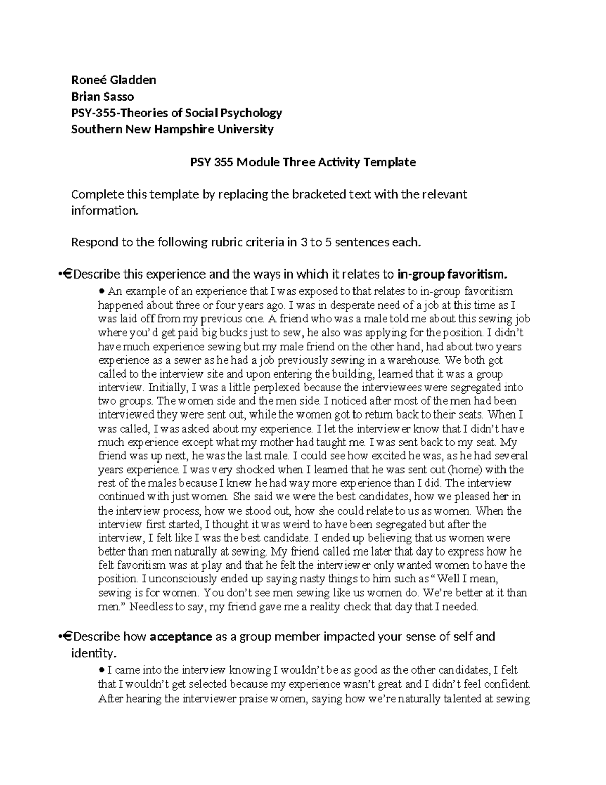 Psy355mod3activity - N/a n/a n/a n/a n/a n/a n/a - Roneé Gladden Brian ...