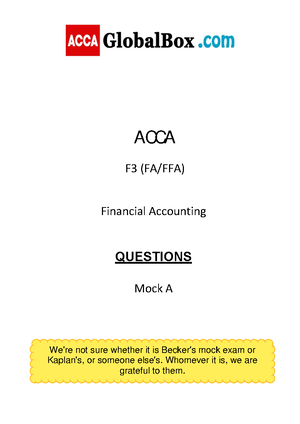 FA2 Test 1 Question - ACCA - Association of certified chartered ...
