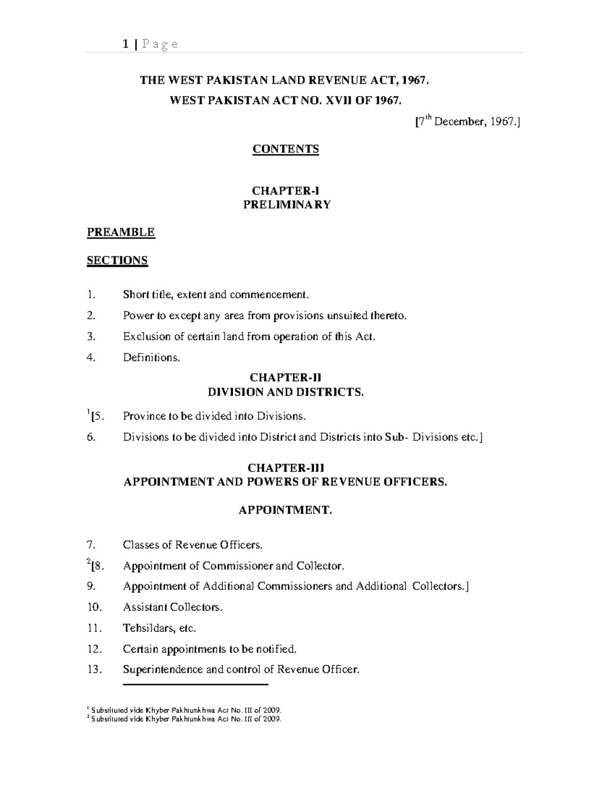 THE WEST Pakistan LAND Revenue ACT - THE WEST PAKISTAN LAND REVENUE ACT ...