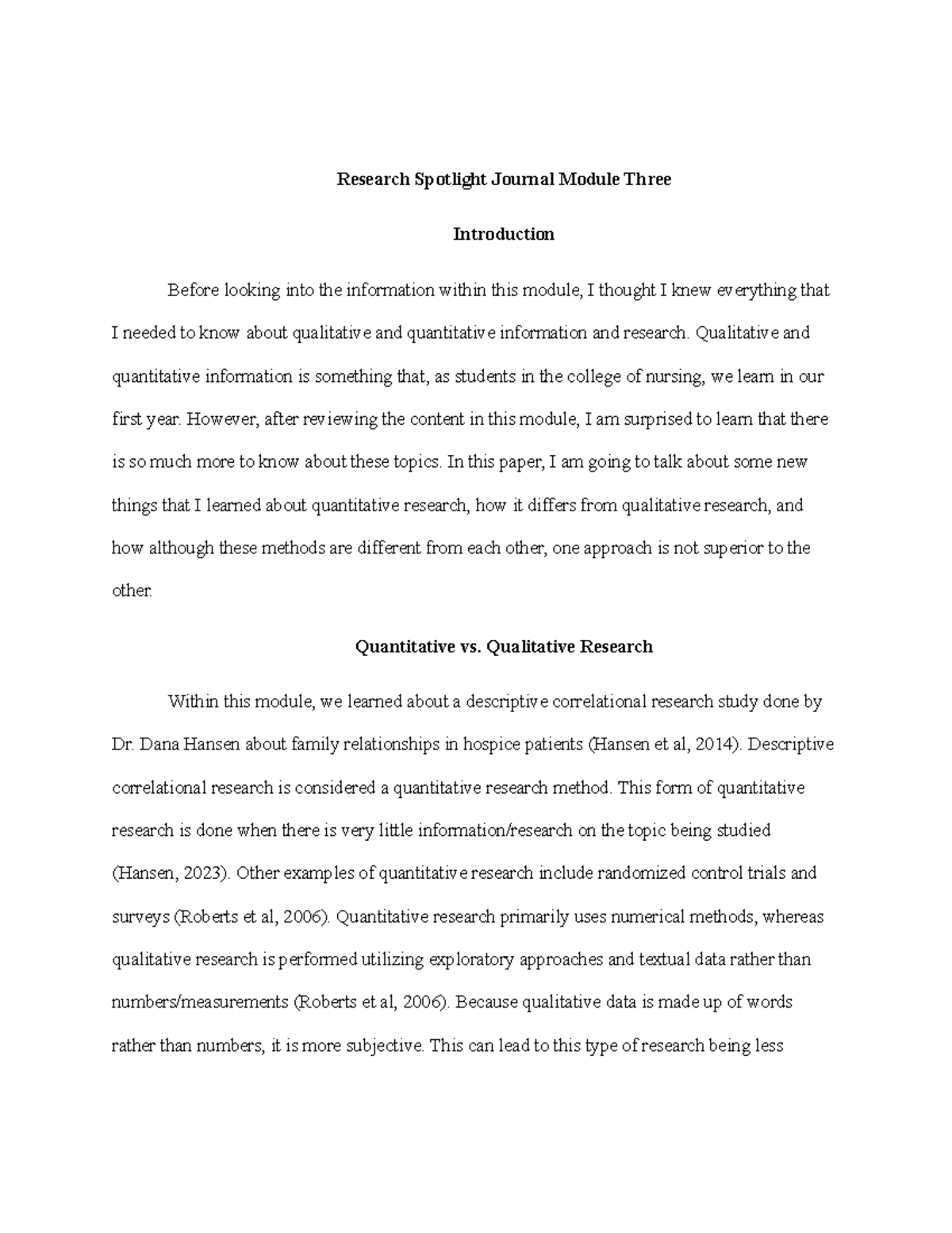 Research Spotlight Journal Module Three - Research Spotlight Journal ...