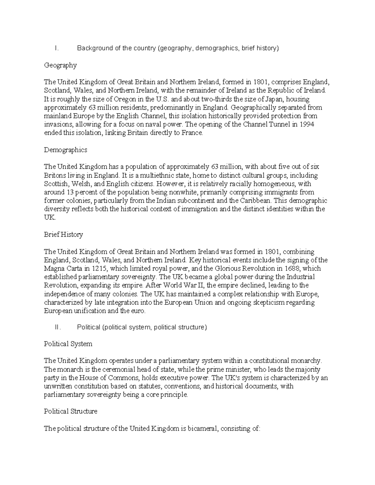 ICP Draft UK - a report on United Kingdom - I. Background of the ...