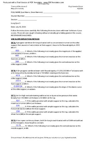 Quiz 3 in Theory of Structures - Studocu