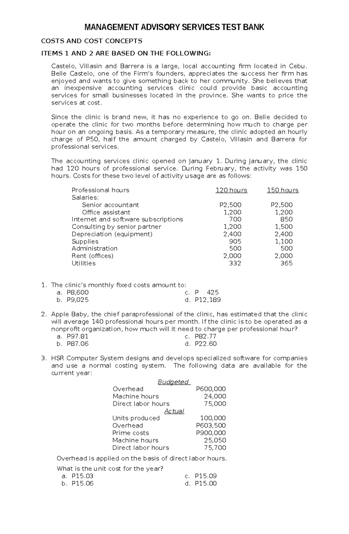 MAS-TEST-BANK- Question -1831152120 - MANAGEMENT ADVISORY SERVICES TEST ...