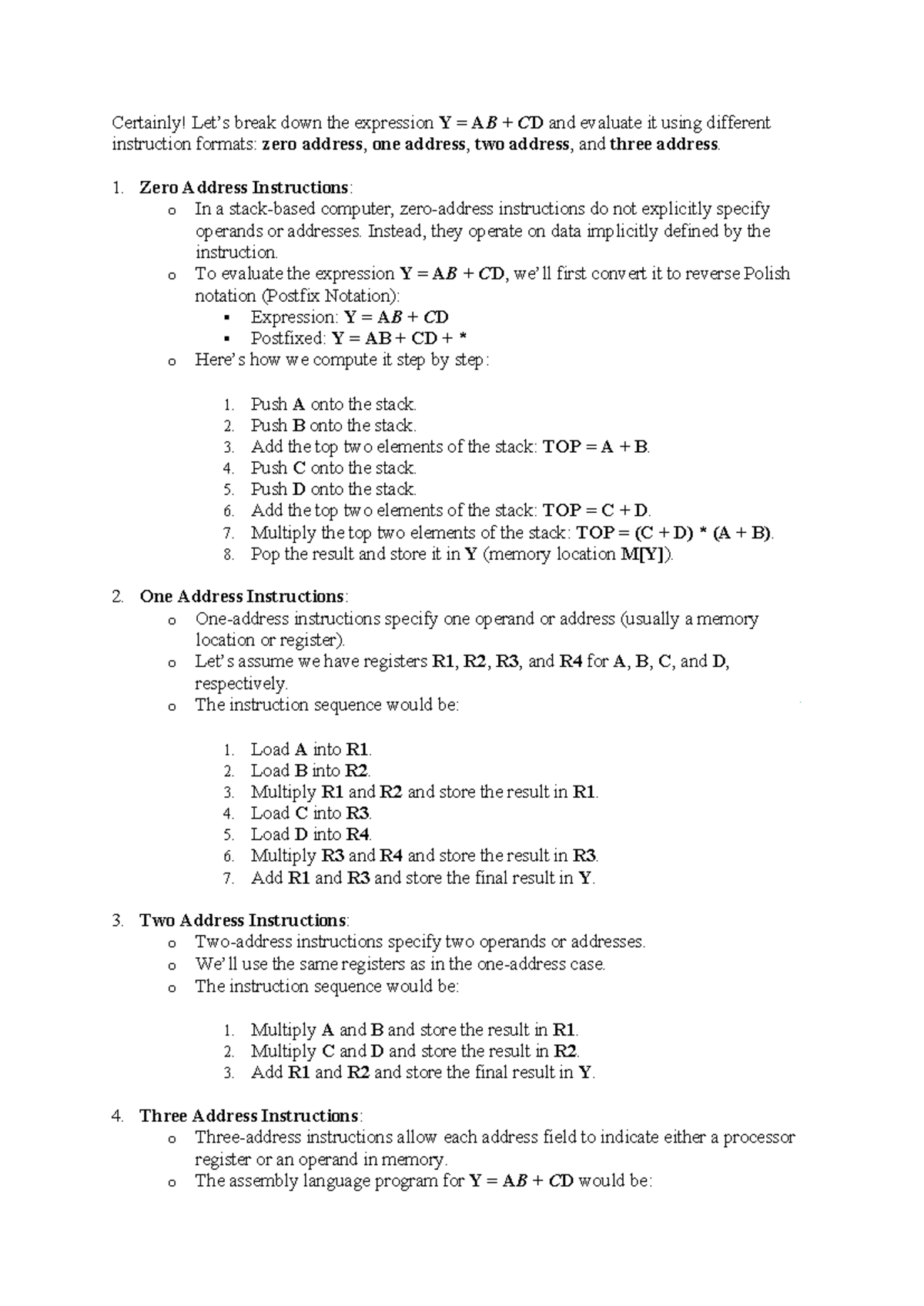Certainly - practise material - Certainly! Let’s break down the expression Y = AB + CD and ...