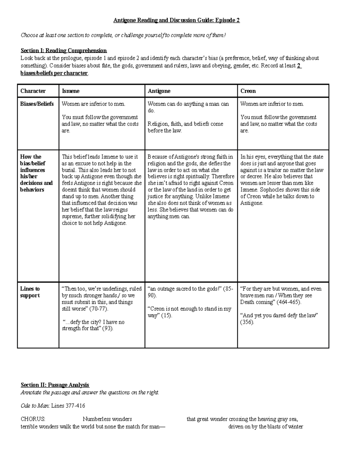 Copy of Mrs P's Antigone Reading and Discussion Guide Episode 2 ...