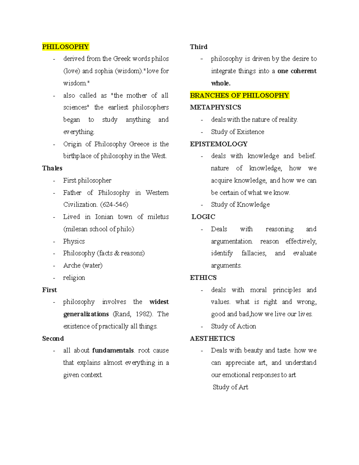 PHILOSOPHY REVIEWER - PHILOSOPHY derived from the Greek words philos ...