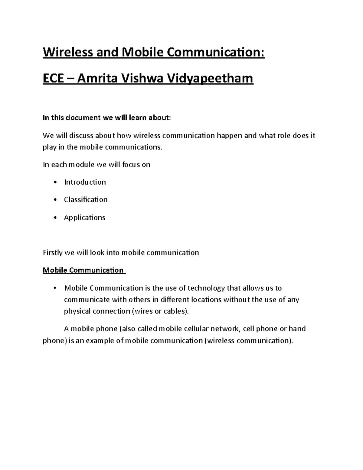 Wireless and mobile communication - Wireless Communication - Studocu