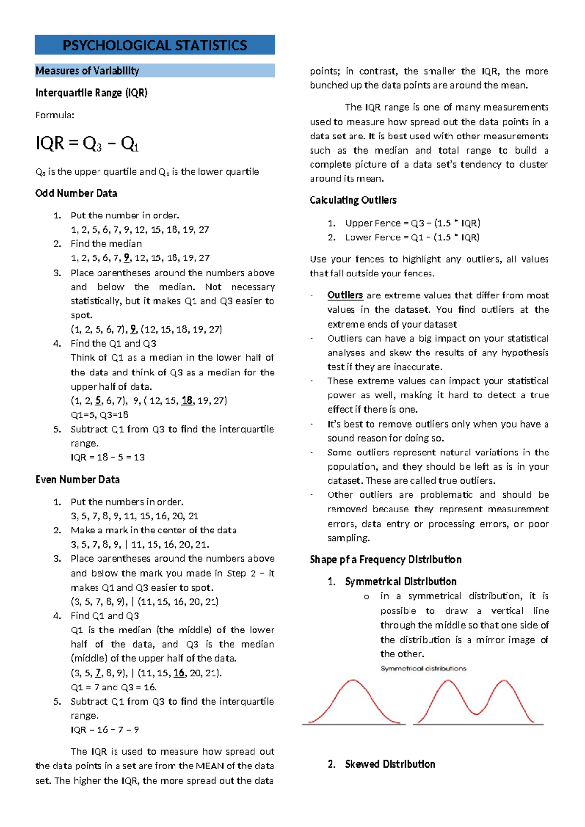 2nd Term-Finals-Psych Stats - PSYCHOLOGICAL STATISTICS Measures of ...